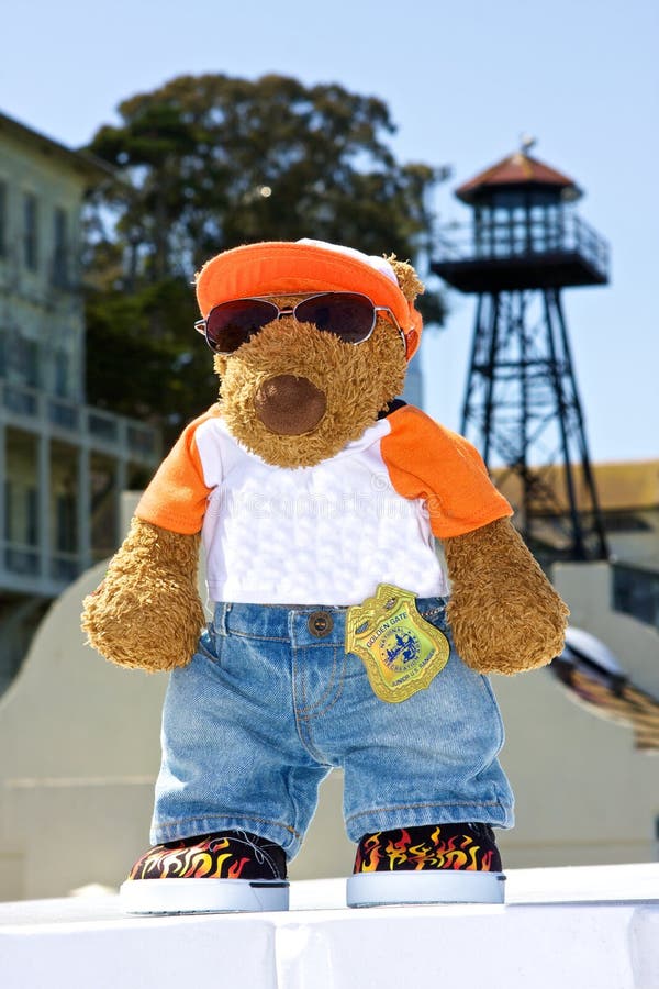 Plush Bear on Alcatraz Island. Stock Image - Image of island, dressed ...