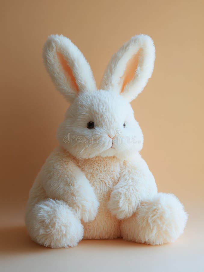 Plush Bunny Toy on a Beige Background. Stock Photo - Image of ...
