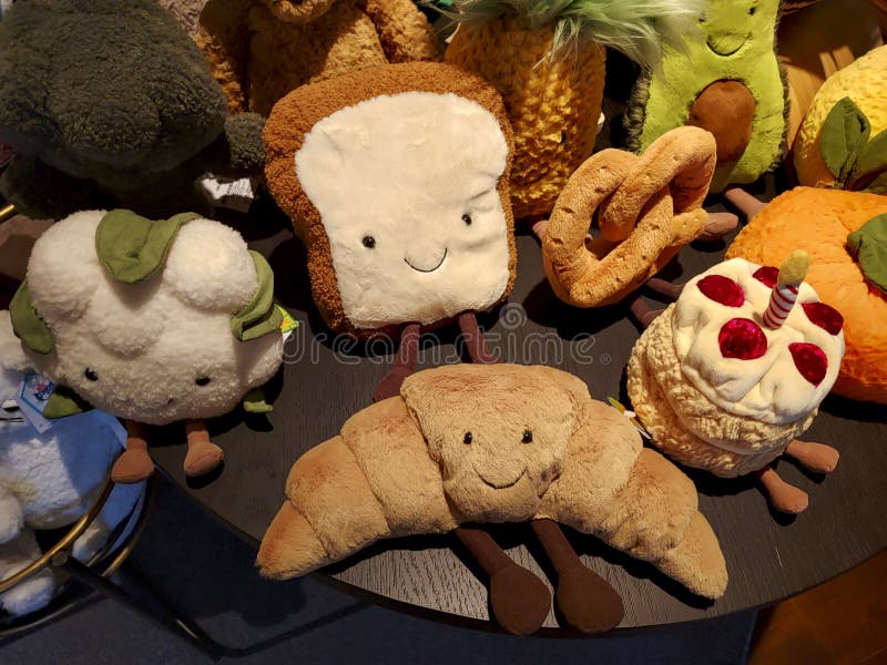 Plush Dolls in the Shape of Bread, Toast and Cakes Stock Image - Image ...