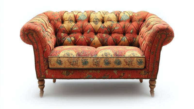 Plush Fabric Loveseat, Isolated on White for Compact and Cozy Seating ...