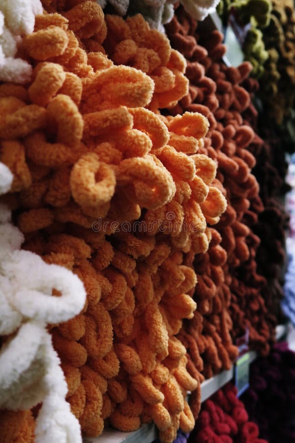 Plush Loop-yarn Balls in the Shop Window Stock Photo - Image of ...