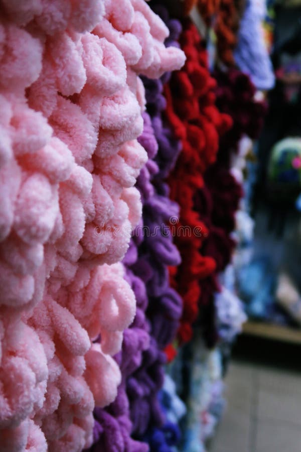 Plush Loop-yarn Balls in the Shop Window Stock Image - Image of ...