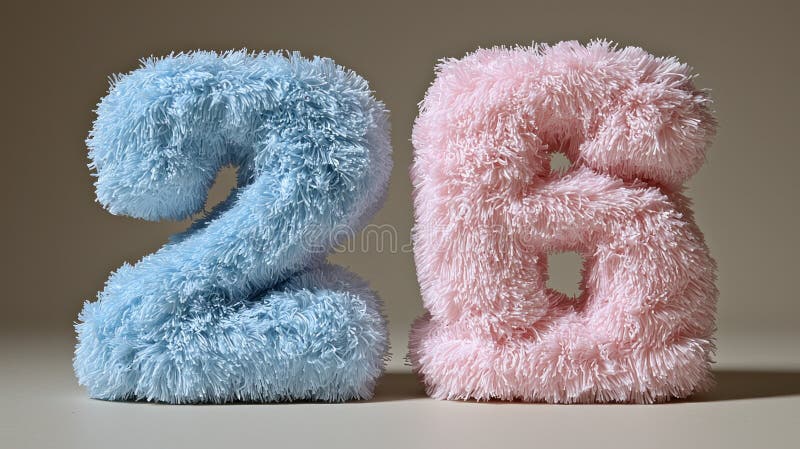 Fluffy Number Twenty Eight, Blue and Pink Stock Illustration ...