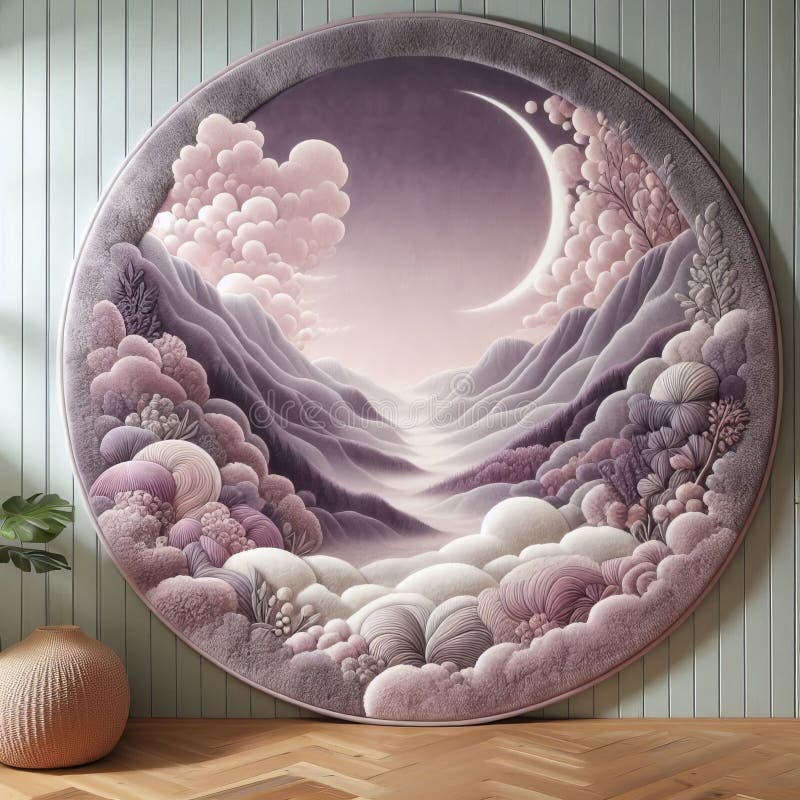 Plush Round Rug in a Soft Shade of Lavender Stock Image - Image of soft ...