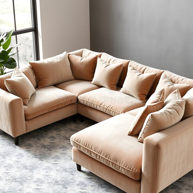 A Plush Sectional Sofa with Oversized Cushions and a Deep Seated Design ...
