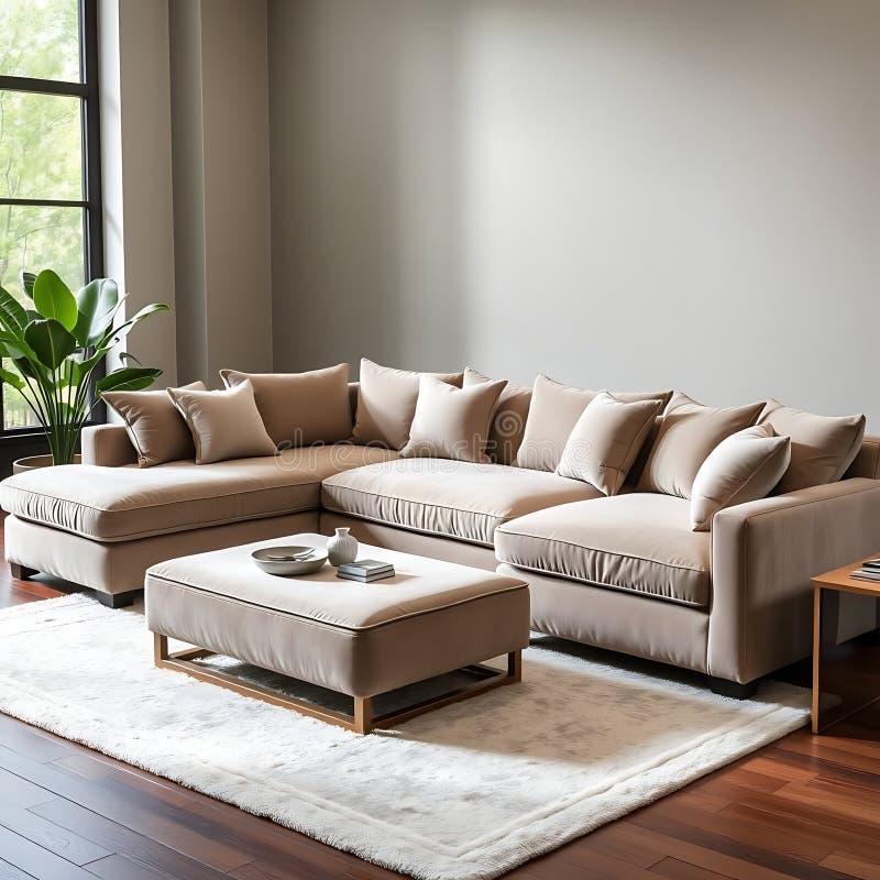 A Plush Sectional Sofa with Oversized Cushions and a Deep Seated Design ...