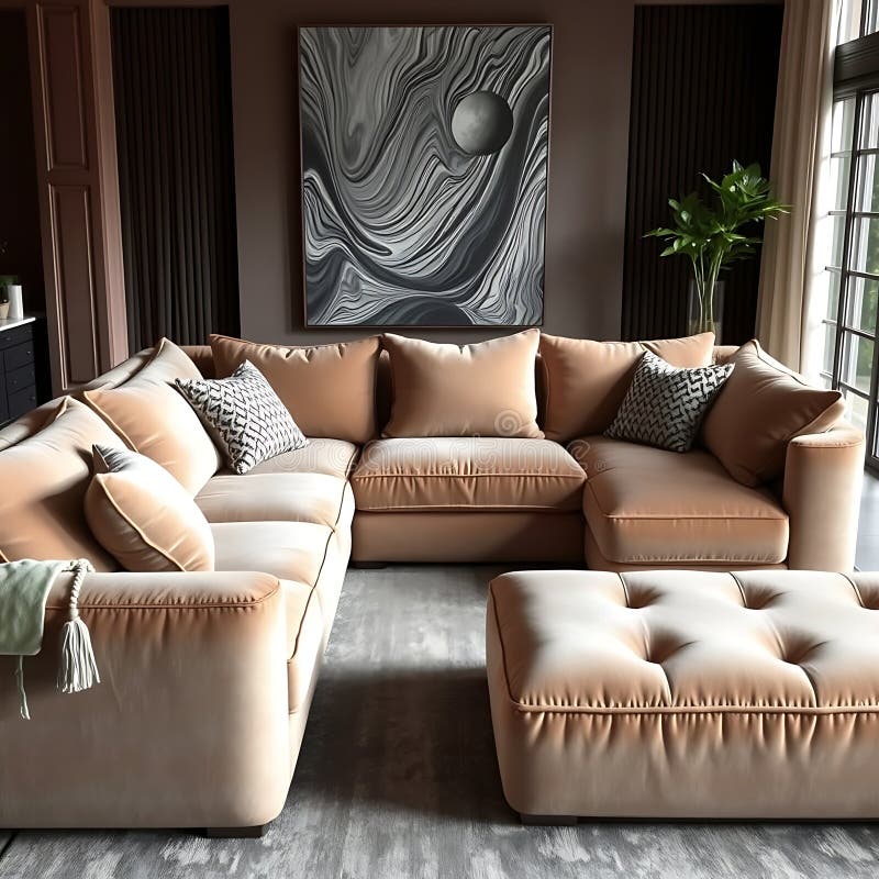 A Plush Sectional Sofa with Oversized Cushions and a Deep Seated Design ...