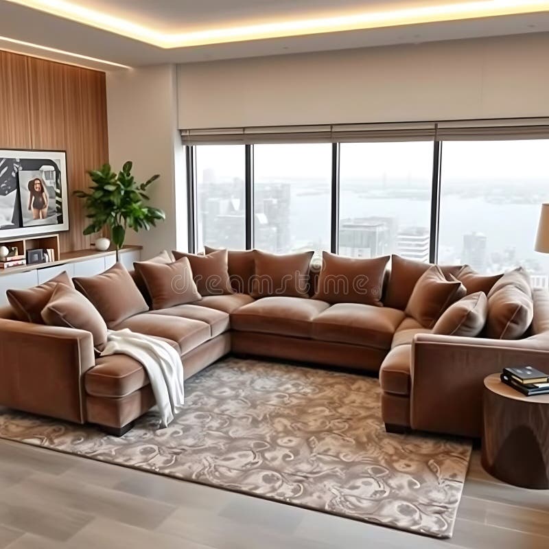 A Plush Sectional Sofa with Oversized Cushions and a Deep Seated Design ...