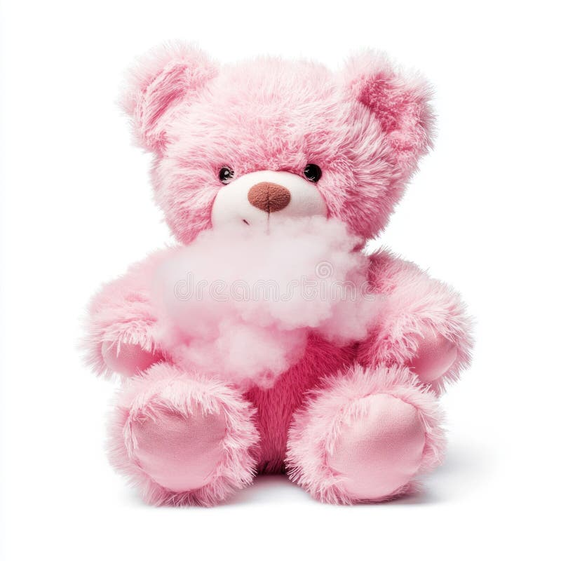 Plush Teddy Amid Pink Fluffy Clouds Stock Illustration - Illustration ...