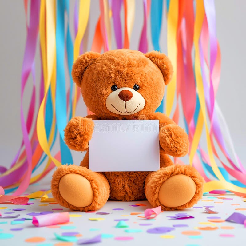 Plush Teddy Bear with Blank Note Celebration Decor Stock Illustration ...