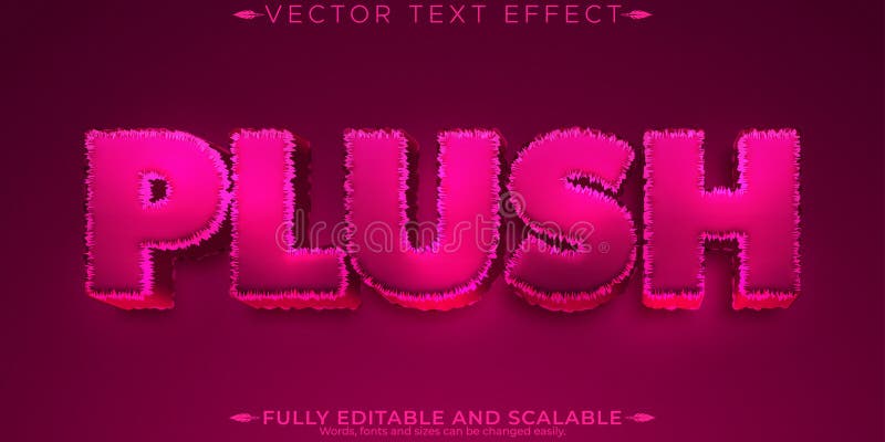 Plush Text Effect, Editable Pink and Soft Text Style Stock Vector ...