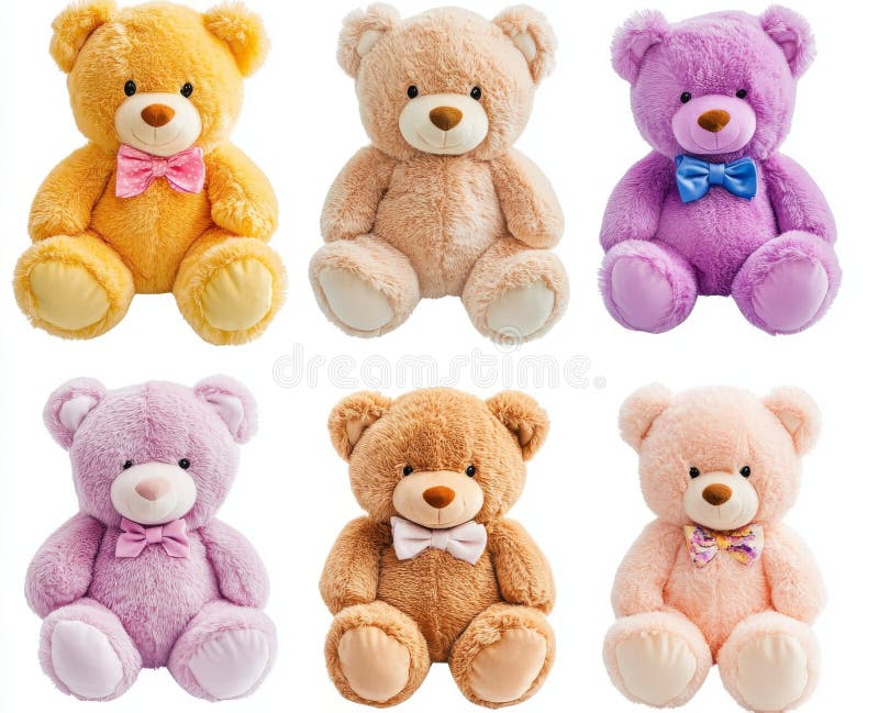 Plush Toy Bear Collection Isolated on White Stock Photo - Image of ...