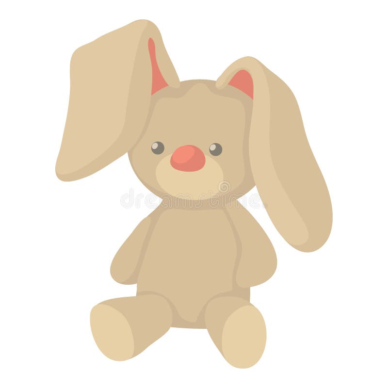 Plush Toy Bunny Icon, Cartoon Style Stock Vector - Illustration of ...