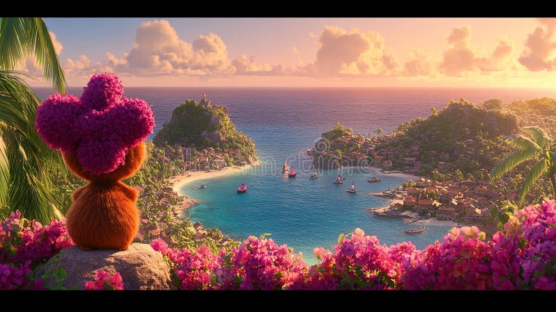 Plush Toy Views Tropical Bay Sunset Stock Image - Image of holiday ...
