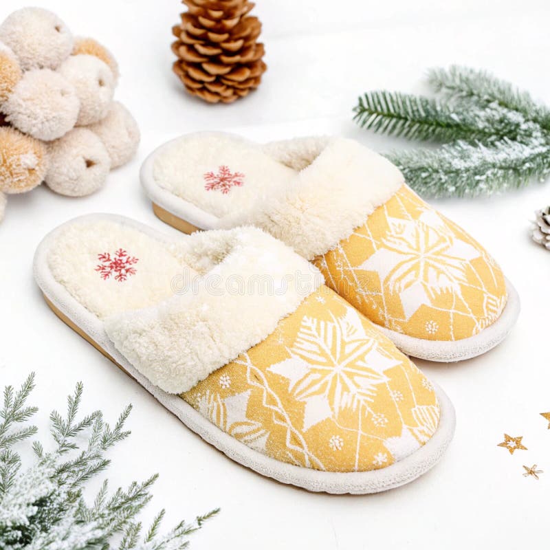 Plush Winter Slippers stock illustration. Illustration of seasonal ...