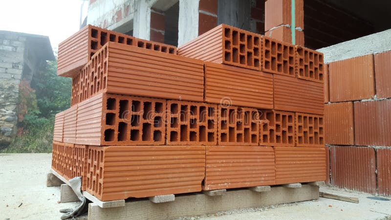 Airbrick De Construction De Mur De Briques D'argile Rouge Photo stock ...