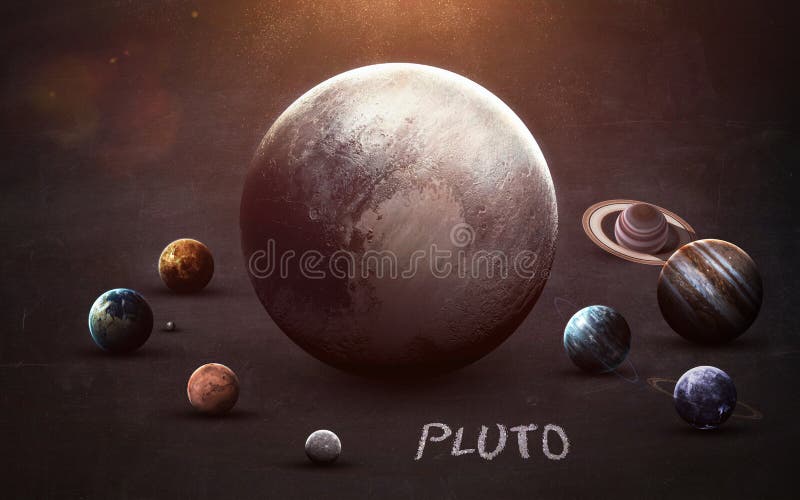 Pluto - High Resolution Infographic Presents One Stock Photo - Image of fantasy, exploration ...
