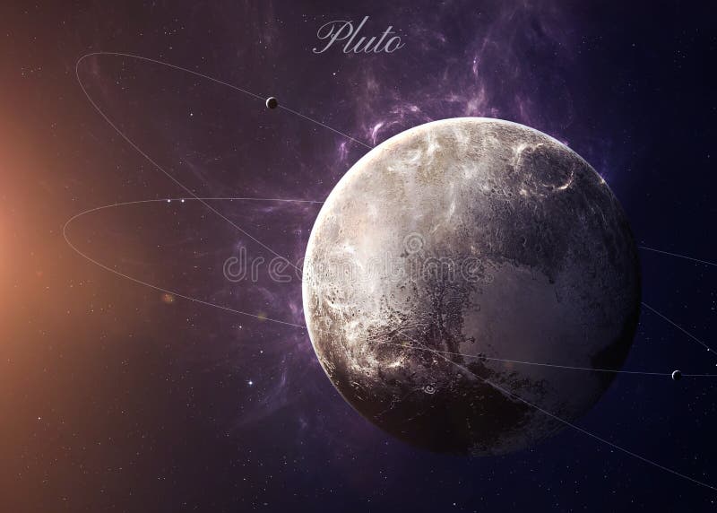 The Pluto With Moons From Space Showing All They Stock Image Image Of