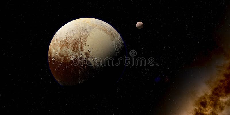 Pluto Planet with Charon Moon Stock Illustration - Illustration of ...