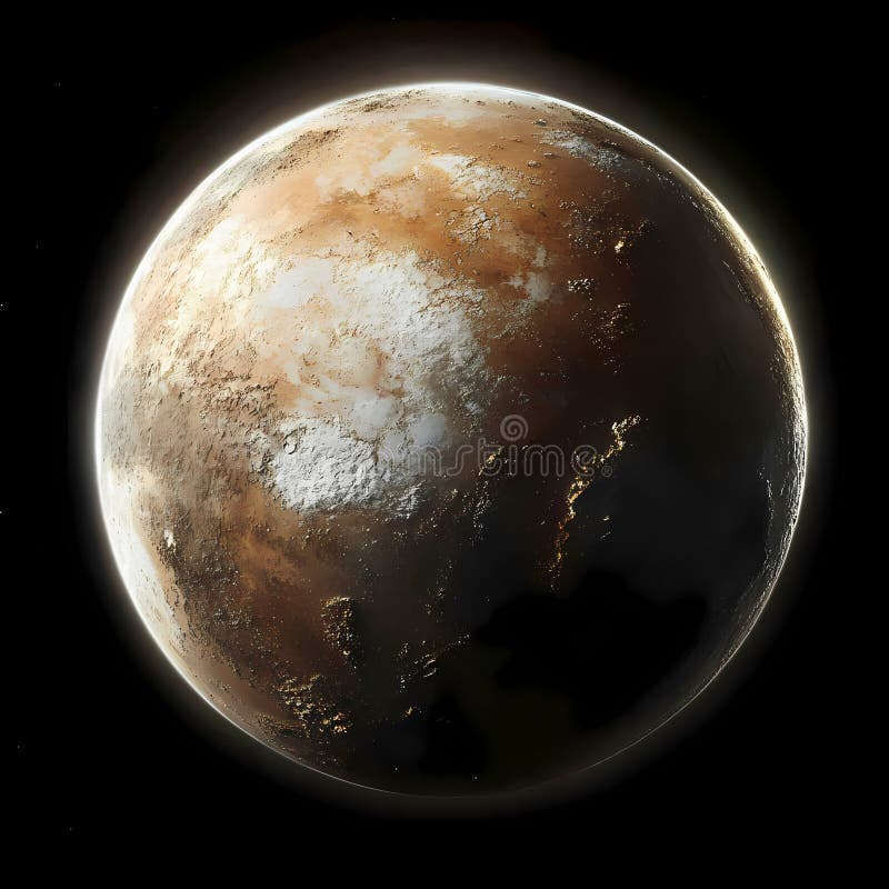 Pluto Planet Rotating in the Outer Space with Detailed Surface Stock Illustration - Illustration ...