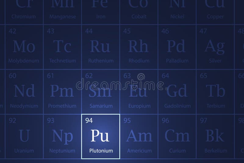 Plutonium Element Glowing in a Dark Periodic Table Stock Illustration ...