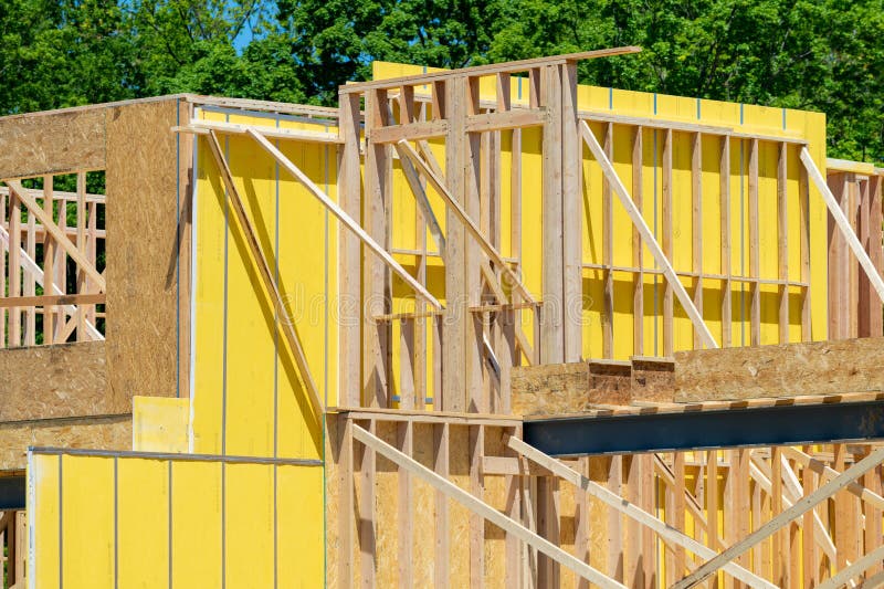 Plywood house frame stock image. Image of development - 279053937