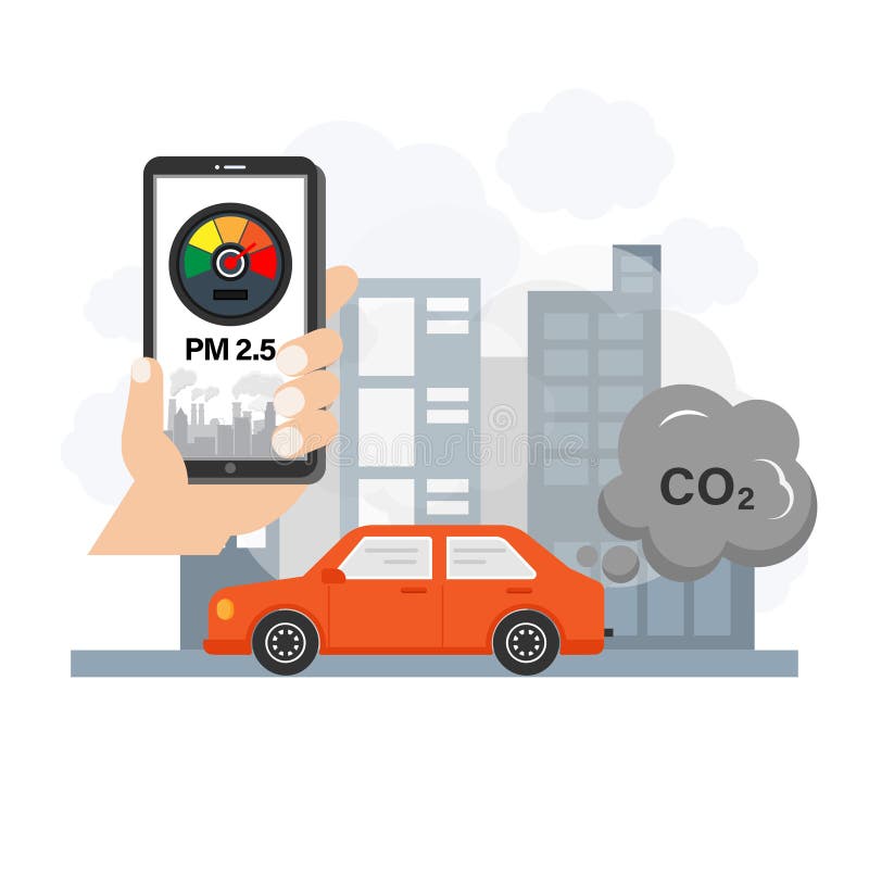 PM2.5 Air Pollution Alert Meter on Smartphone Application . Stock ...