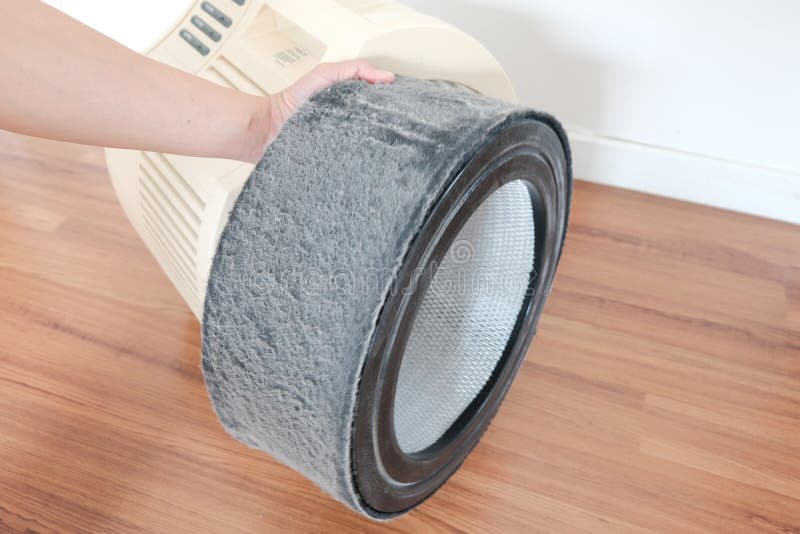 PM 2.5 Air Pollution. Air Purifier Maintenance. the Dirty Filter of Air ...