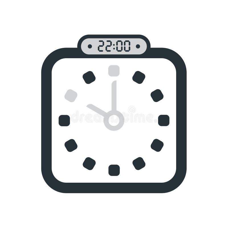The 22:00, 10 Pm Icon Isolated on White Background, Clock and Wa Stock ...