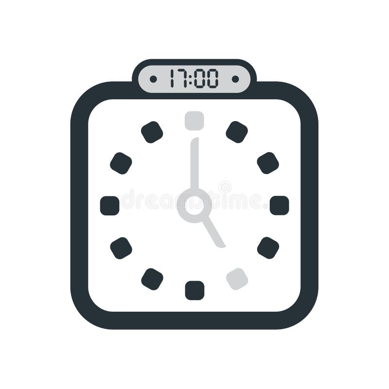 The 17:00, 5pm Icon Isolated on White Background, Clock and Watch ...