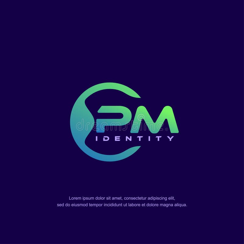 PM Initial Letter Circular Line Logo Template Vector with Gradient ...
