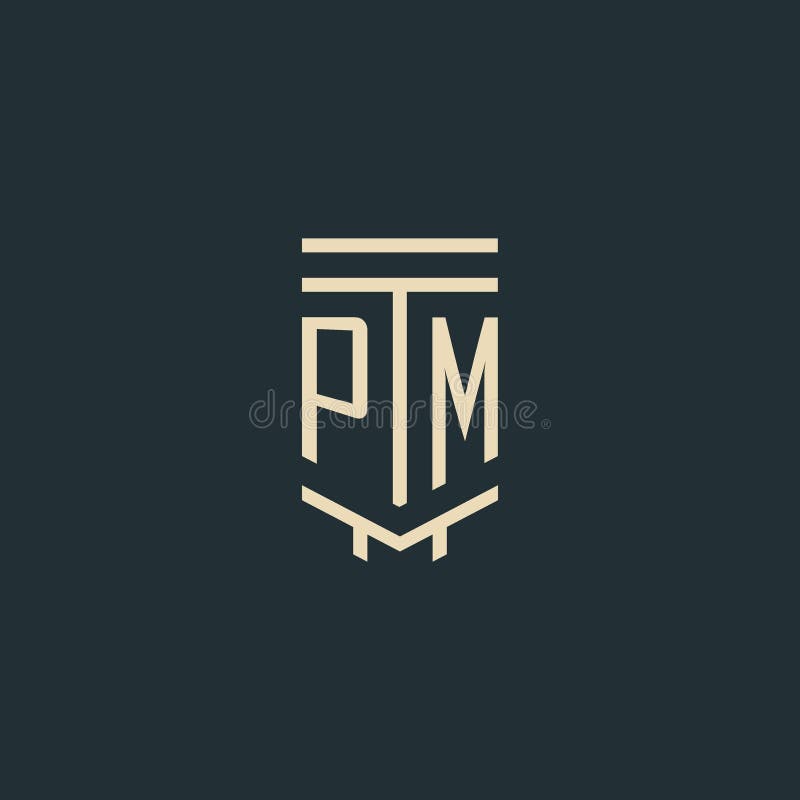 PM Initial Monogram with Simple Line Art Pillar Logo Designs Stock ...