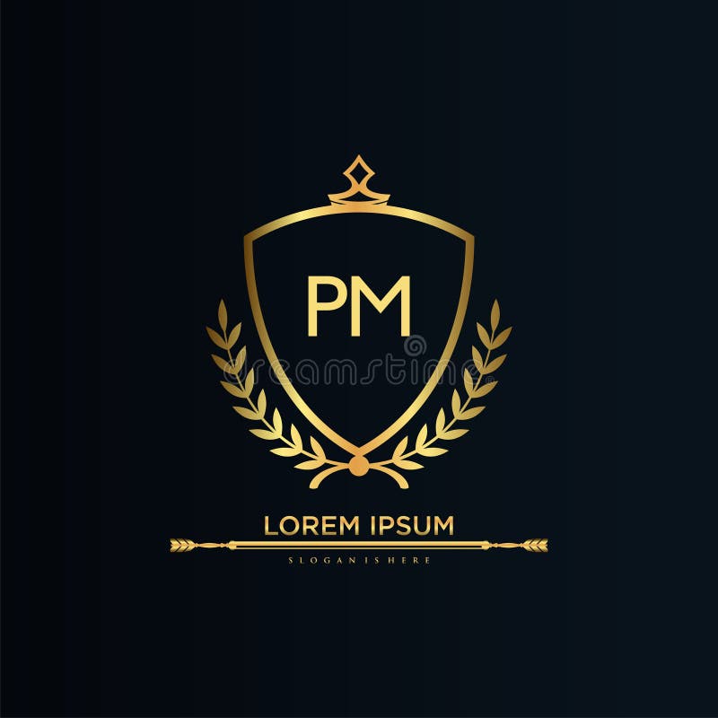 PM Letter Initial with Royal Template.elegant with Crown Logo Vector ...