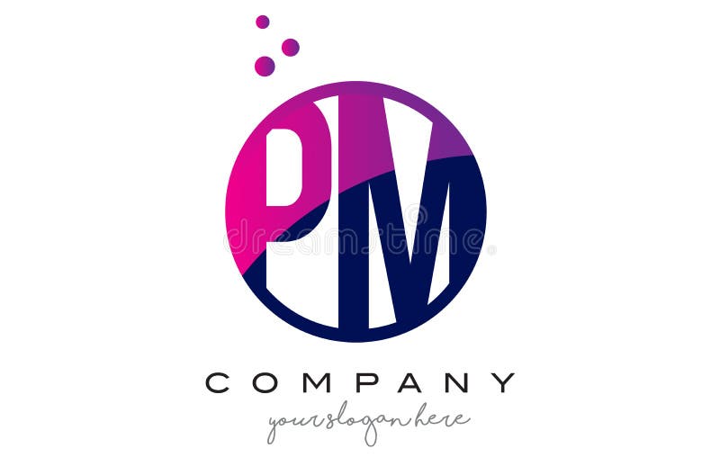 PM P L Circle Letter Logo Design with Purple Dots Bubbles Stock Vector ...