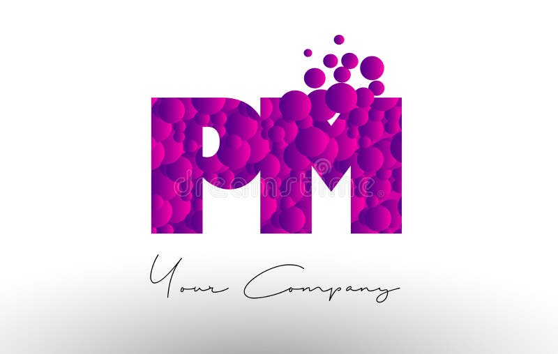 PM P L Dots Letter Logo with Purple Bubbles Texture. Stock Vector ...