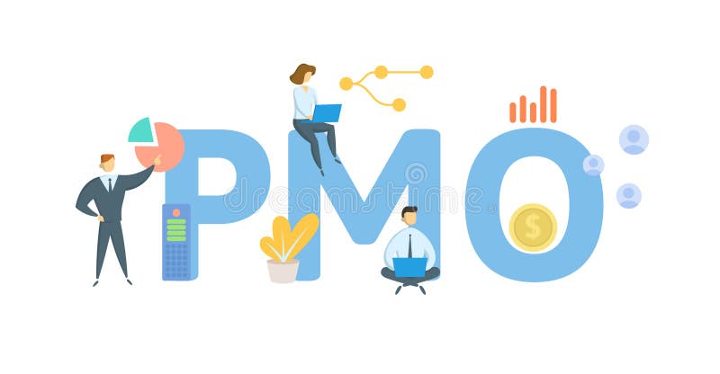 PMO, Program Management Office. Concept with Keywords, People and Icons ...