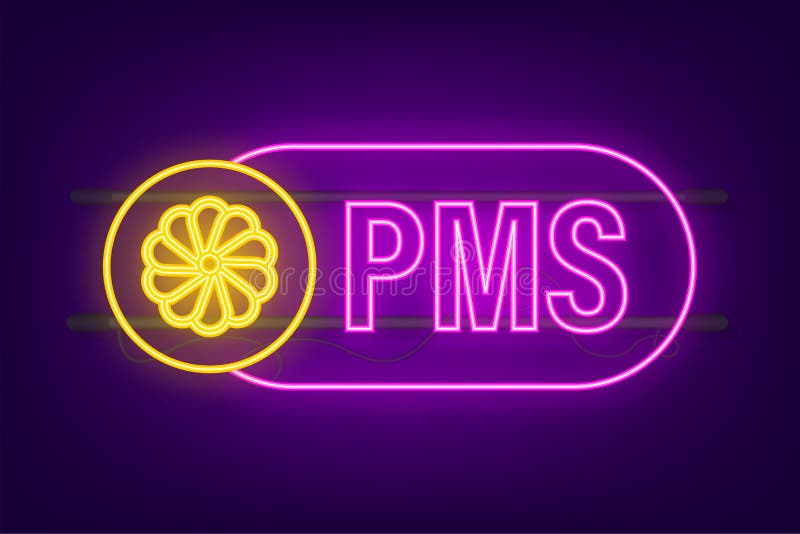 PMS Neon Sign. Editable Vector Stroke. Vector Illustration. Calendar ...
