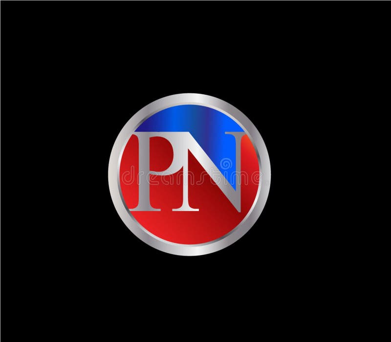 PN Initial Circle Shape Silver Red Blue Color Later Logo Design Stock ...
