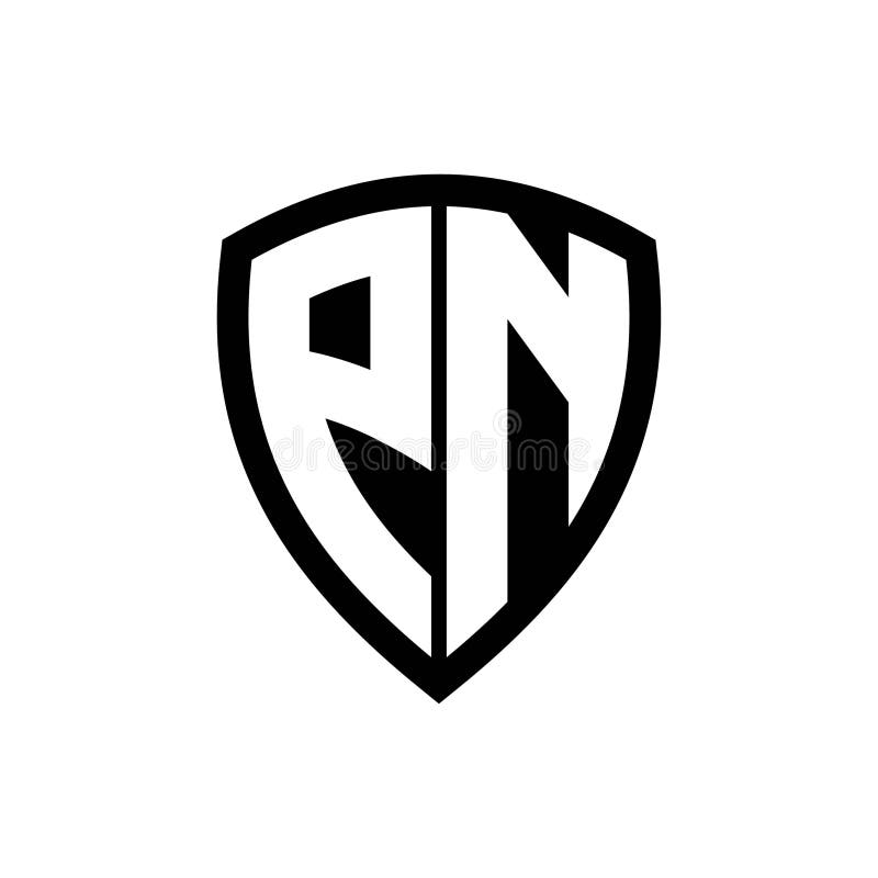 PN Monogram Logo with Bold Letters Shield Shape with Black and White ...