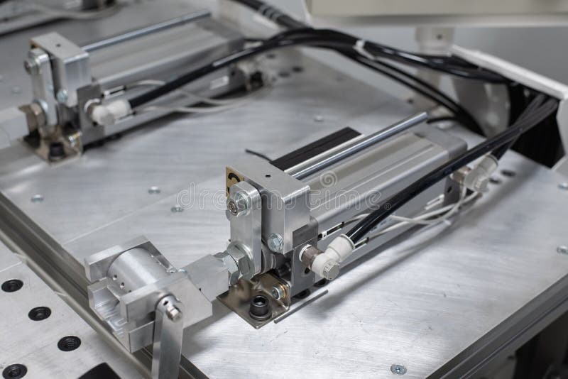 Pneumatic Cylinder Setup on Machine Stock Photo - Image of industry ...