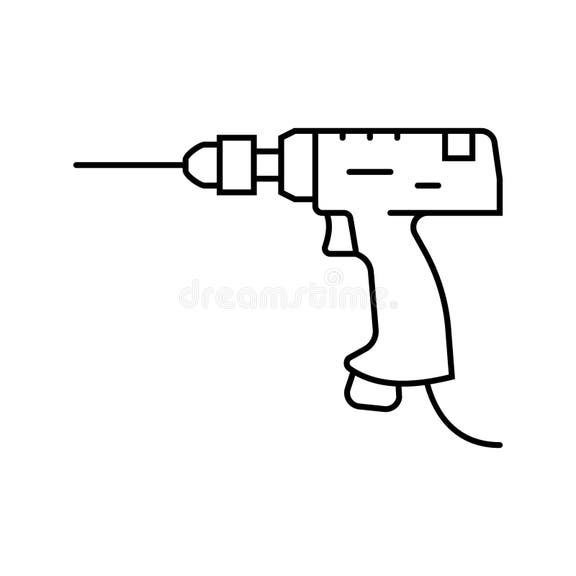 Pneumatic Drill Tool Work Line Icon Vector Illustration Stock Vector ...
