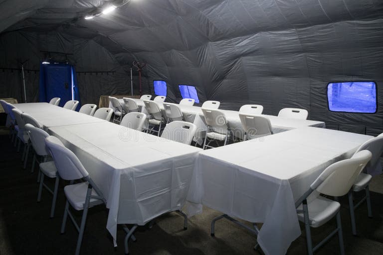 Mobile Building Temporary Camp Stock Photo - Image of empty, post ...