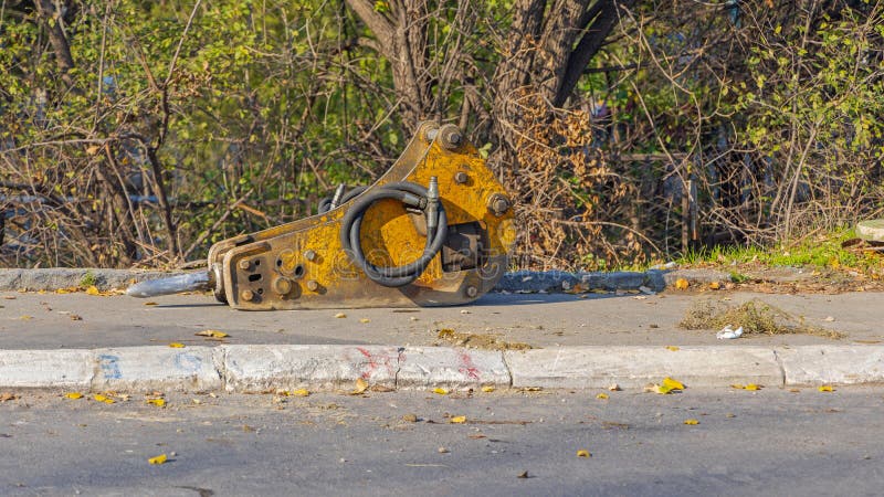 Pneumatic Hammer Digger Attachment Stock Photo - Image of strong ...