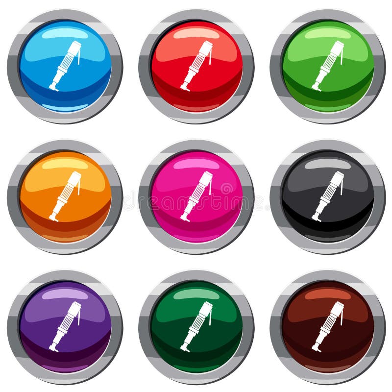 Pneumatic Screwdriver Set 9 Collection Stock Vector - Illustration of ...