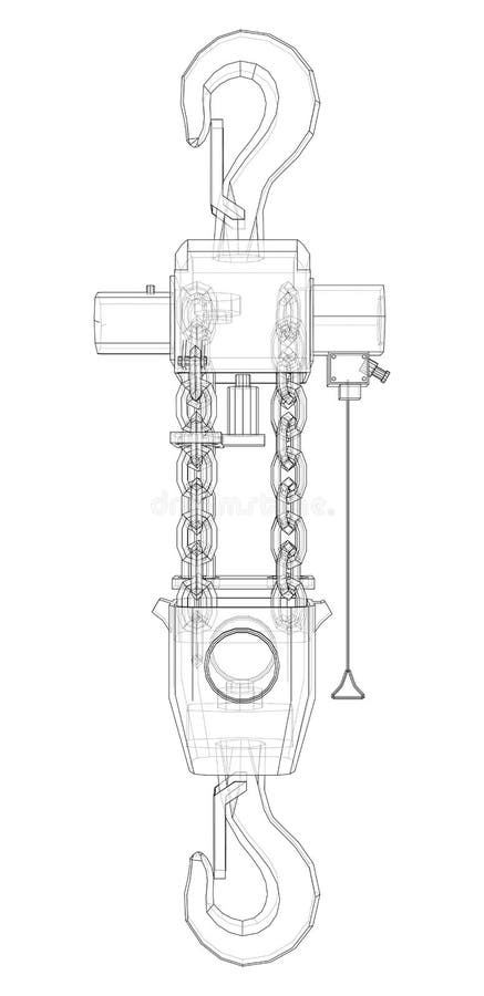 Pneumatic Wire Rope Winch Concept Outline. Vector Stock Vector ...