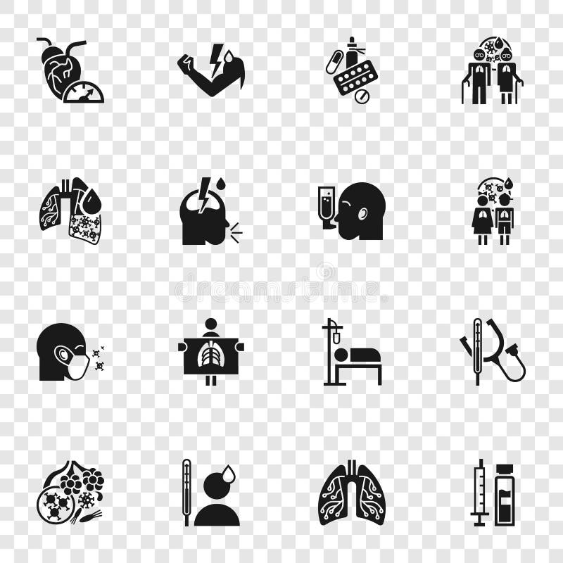 Pneumonia Icon Set, Simple Style Stock Vector - Illustration of acute ...