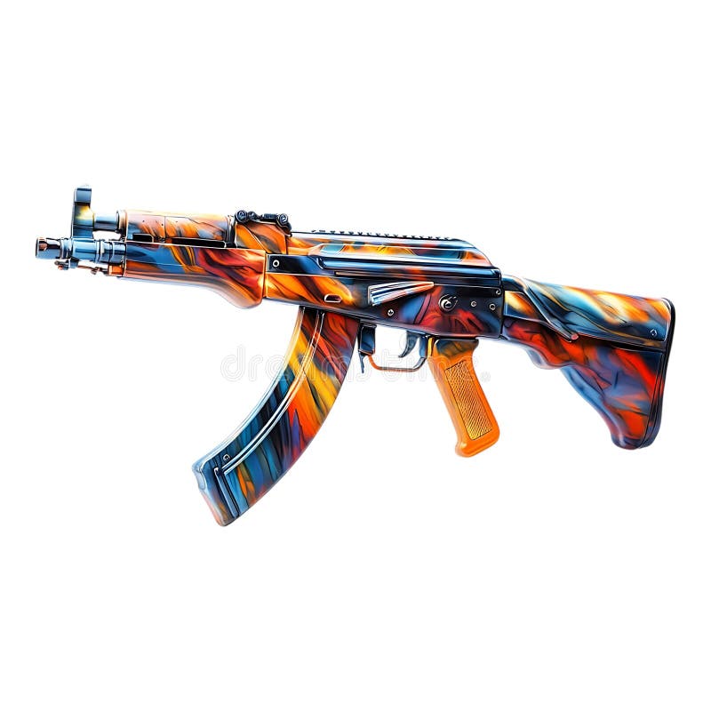 PNG AKM Rifle Against a Transparent Background Stock Illustration ...
