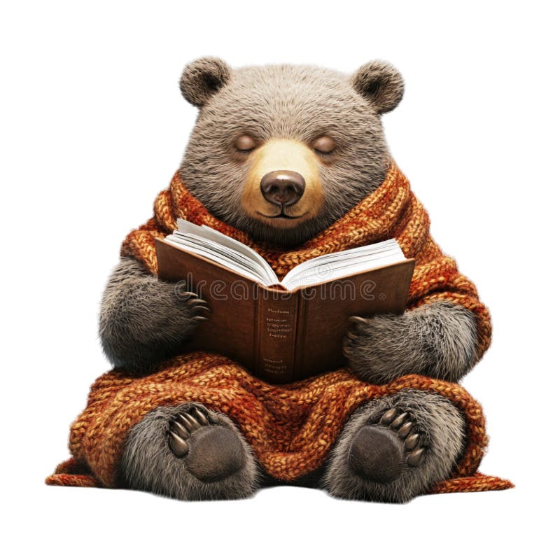 PNG Bear Reading Book on Transparent Background Stock Illustration ...
