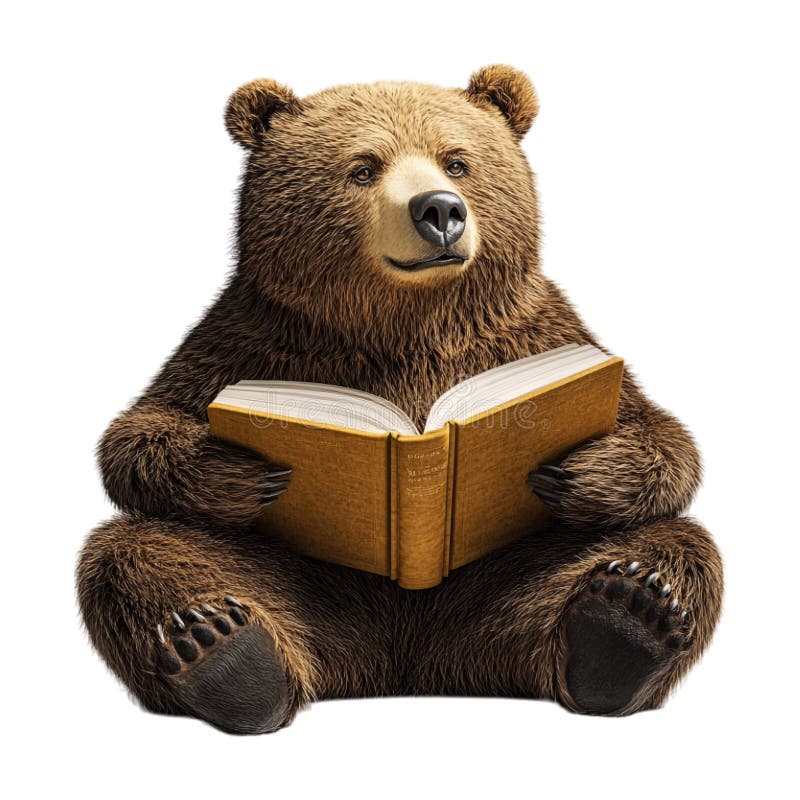 PNG Bear Reading Book on Transparent Background Stock Illustration ...