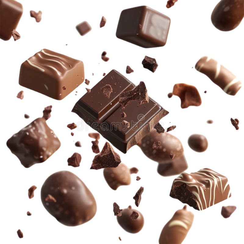 PNG Break Chocolates in Air on Transparent Background - Ai Generated ...
